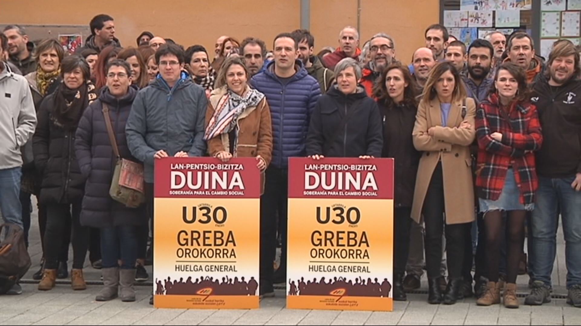 U30 Greba orokorra: Urtarrilearen 30ean Bilbon, Gasteizen, Donostian eta Iruñean